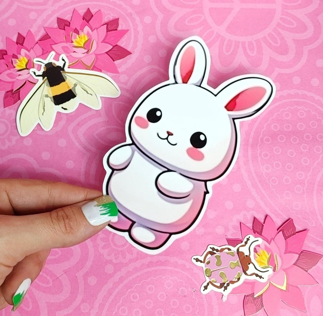 White Rabbit Vinyl Sticker Decal for Water Bottles Laptops Scrapbooking ...