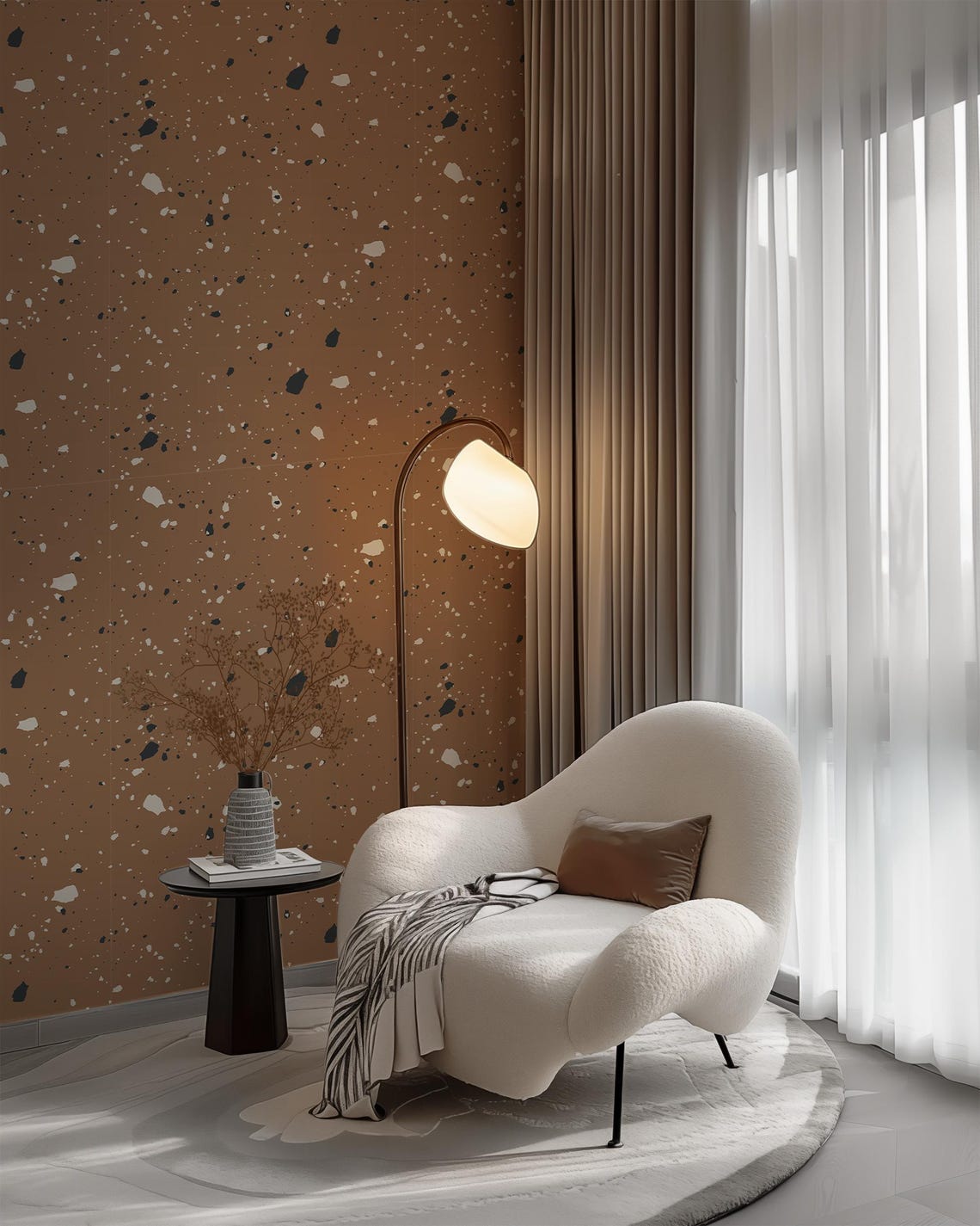 Terracotta Terrazzo Wallpaper – Abstract Clay Brown Peel & Stick ...