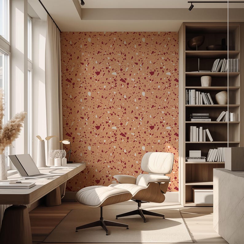 Terracotta Terrazzo Wallpaper – Abstract Clay Brown Peel & Stick ...