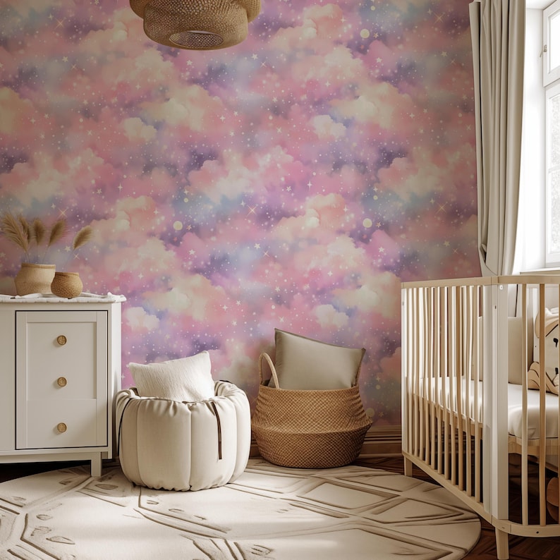 Purple Sky Clouds Wallpaper Mural: Peel and Stick Wall Decor ...