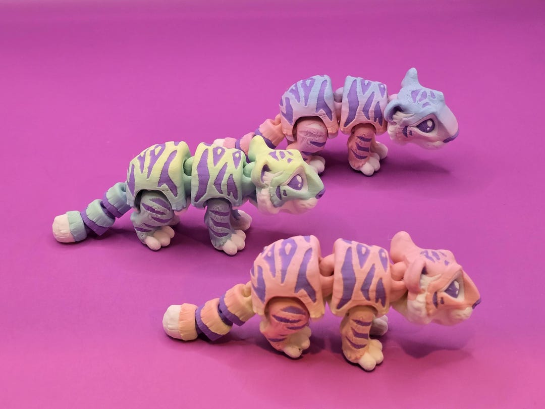 Articulated Pastel Rainbow Tiger | Fidget Animal | 3D Printed - Etsy