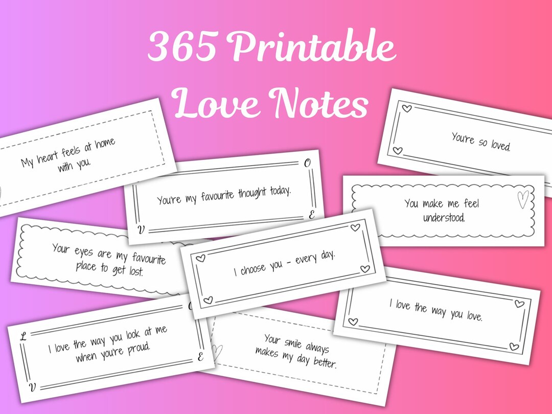 365 Printable Love Notes | Daily Love Messages | Valentine’s Day Gift ...
