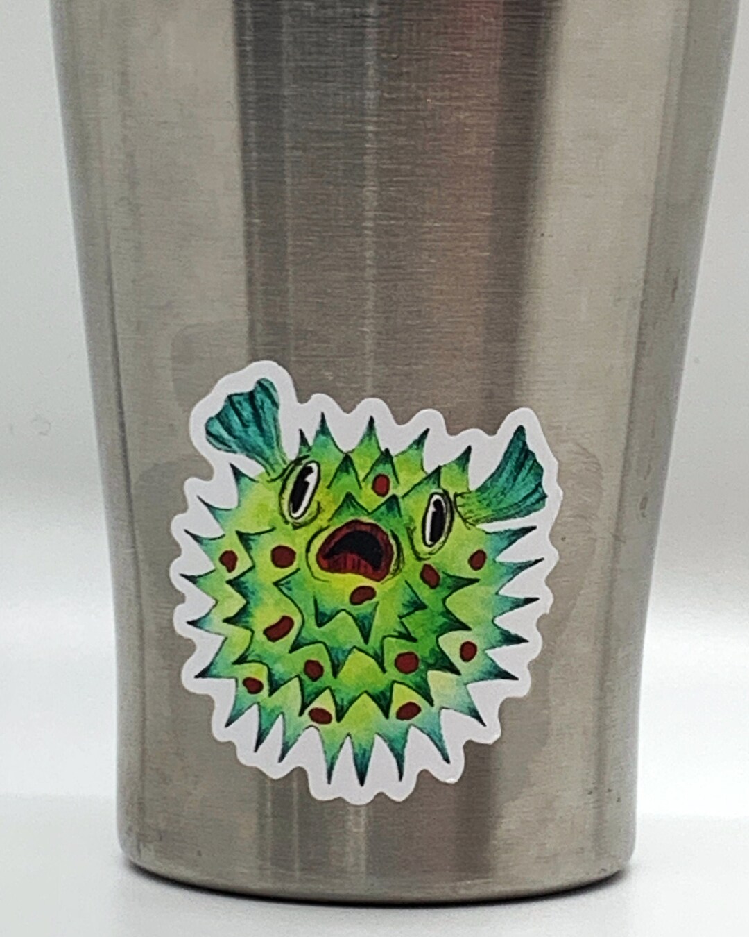 Green Cute Blowfish Vinyl Sticker - Etsy