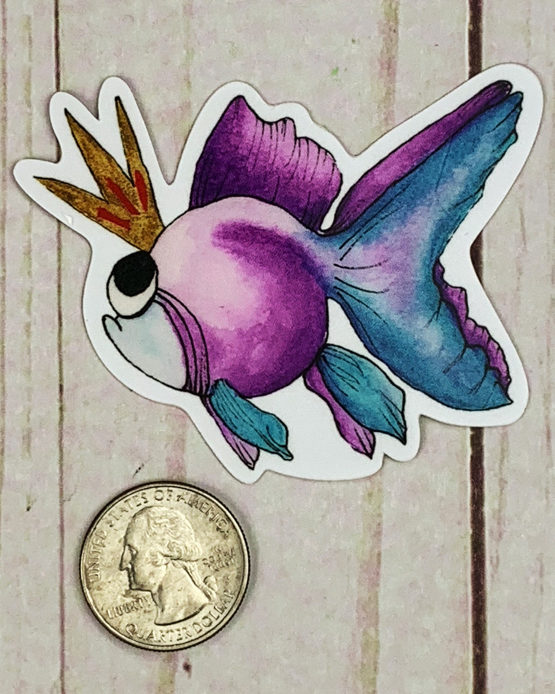 Goldfish Sticker Laptop Decal Water Bottle Decal Animal Sticker - Etsy