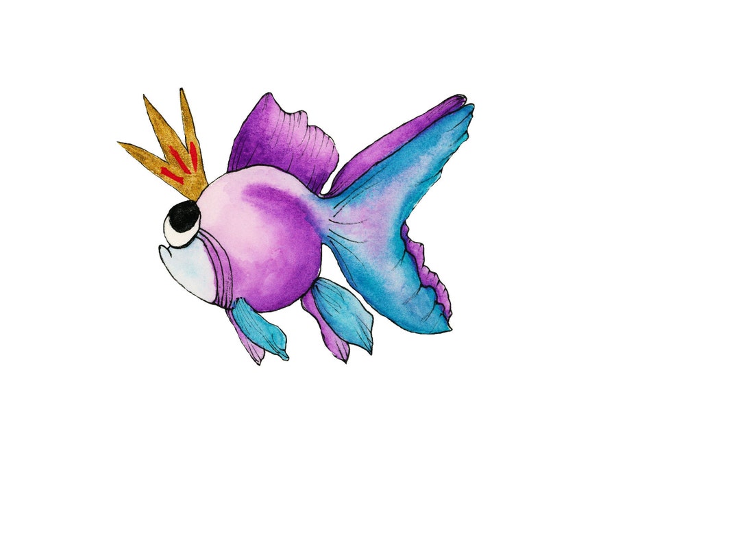 Purple Goldfish Watercolor "tempesta Chudwell" - Etsy