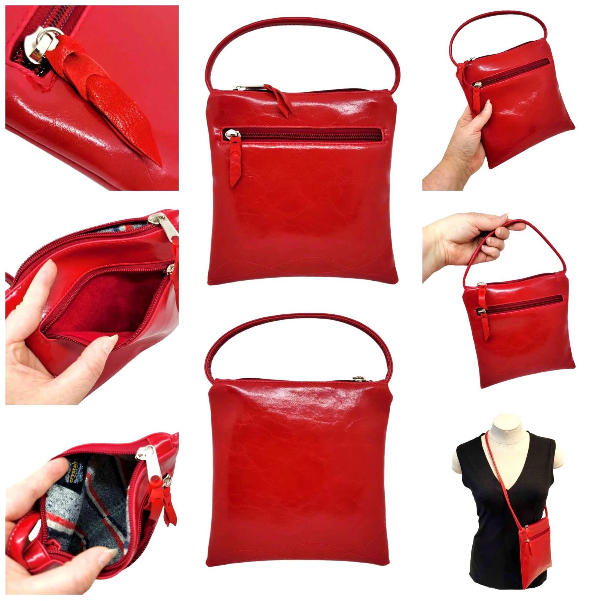 Small Red Crossbody Bag Made With Vegan Leather Red Small Purse ...