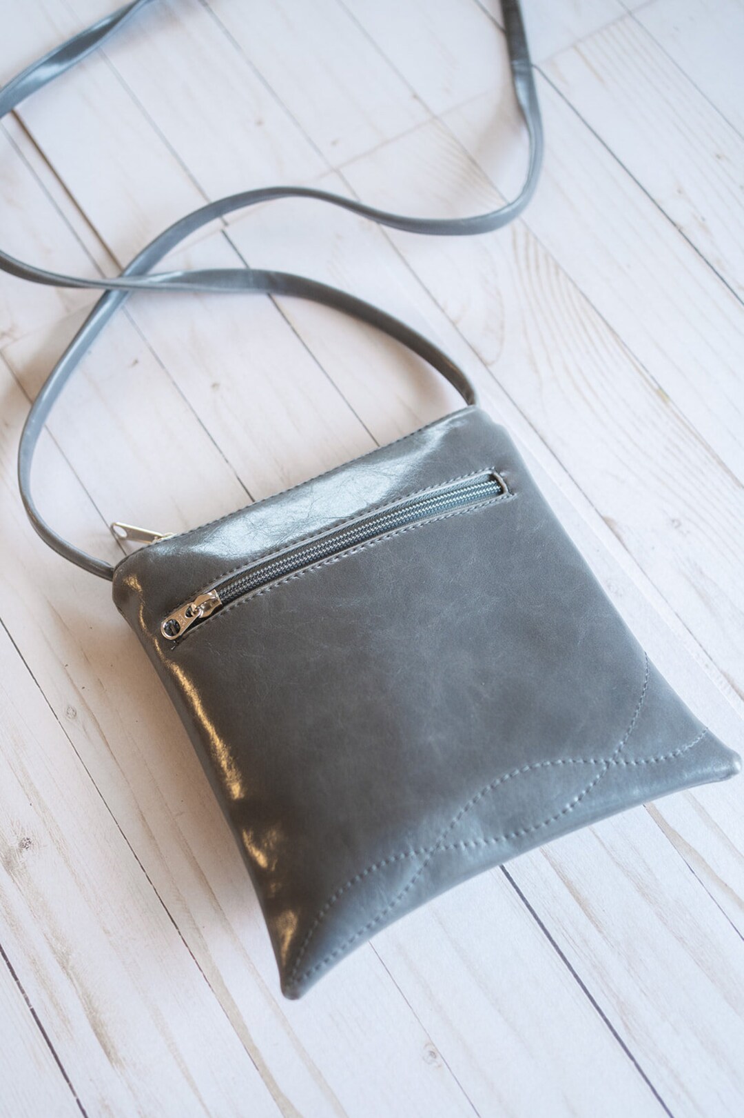Small Grey Crossbody Bag Made With Vegan Leather - Etsy