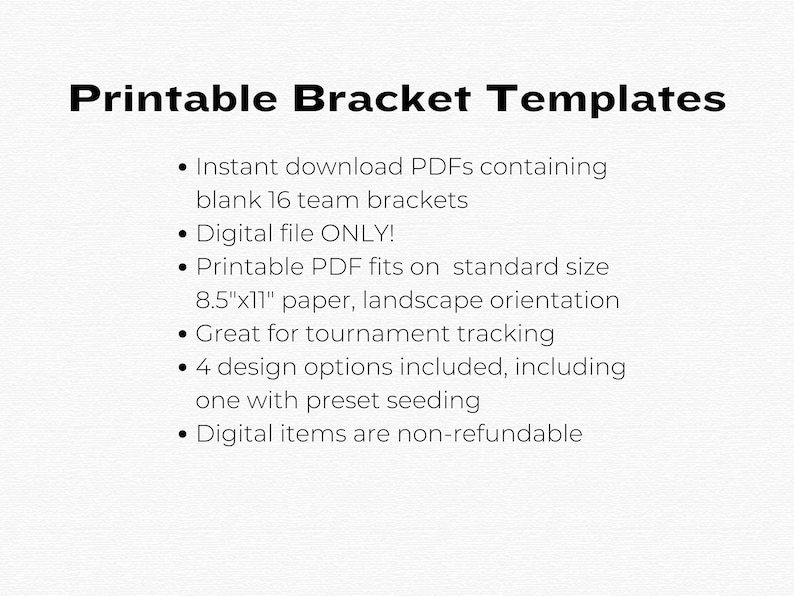 16 Slot Blank Tournament Bracket Template, PDF Instant Download ...