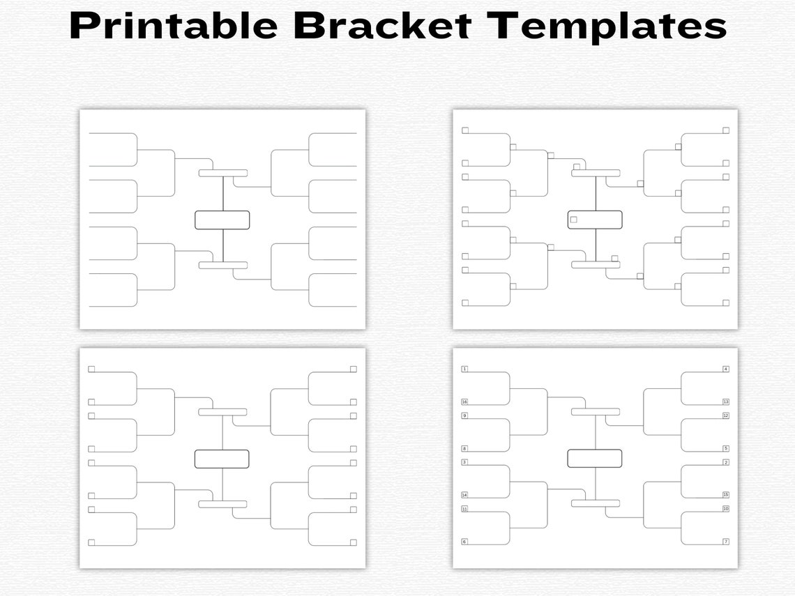16 Slot Blank Tournament Bracket Template, PDF Instant Download ...