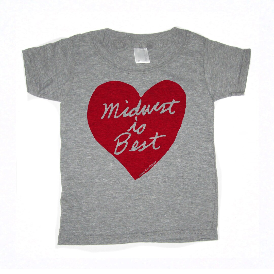 Midwest is Best Kid's T-shirt, Midwest is Best Heart, Great Kid's Gift ...