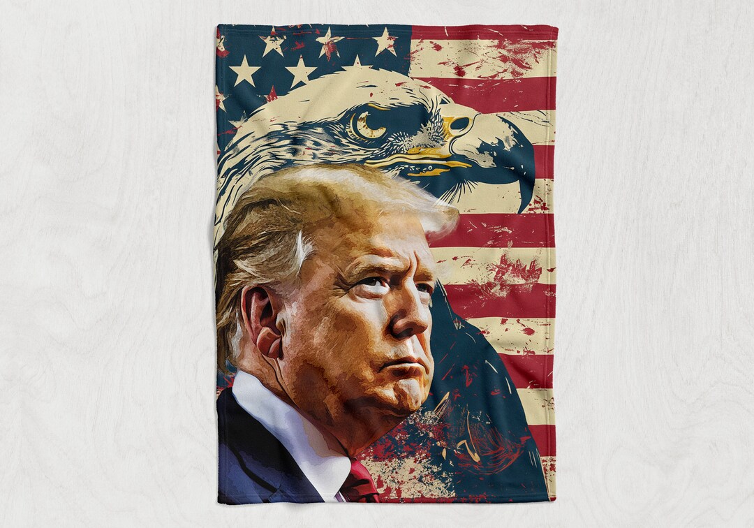 Custom Trump Blanket,donald Trump Patriotic Plush Blanket,american Flag ...