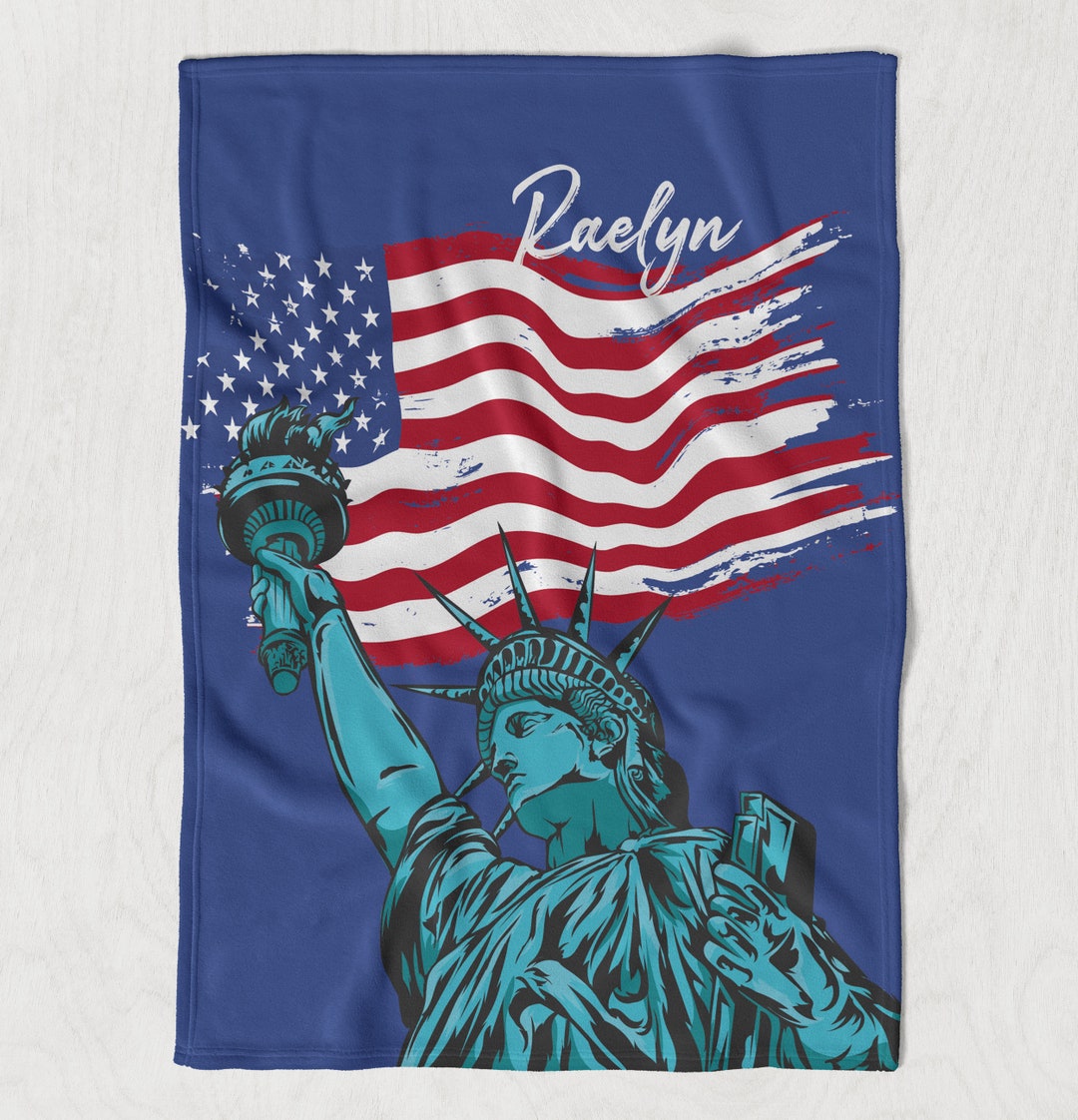 Statue of Liberty Over Flag, American Blanket Pattern, Statue of ...