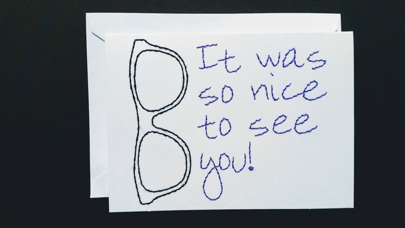 Nice To See You Hand Embroidereed Card Etsy