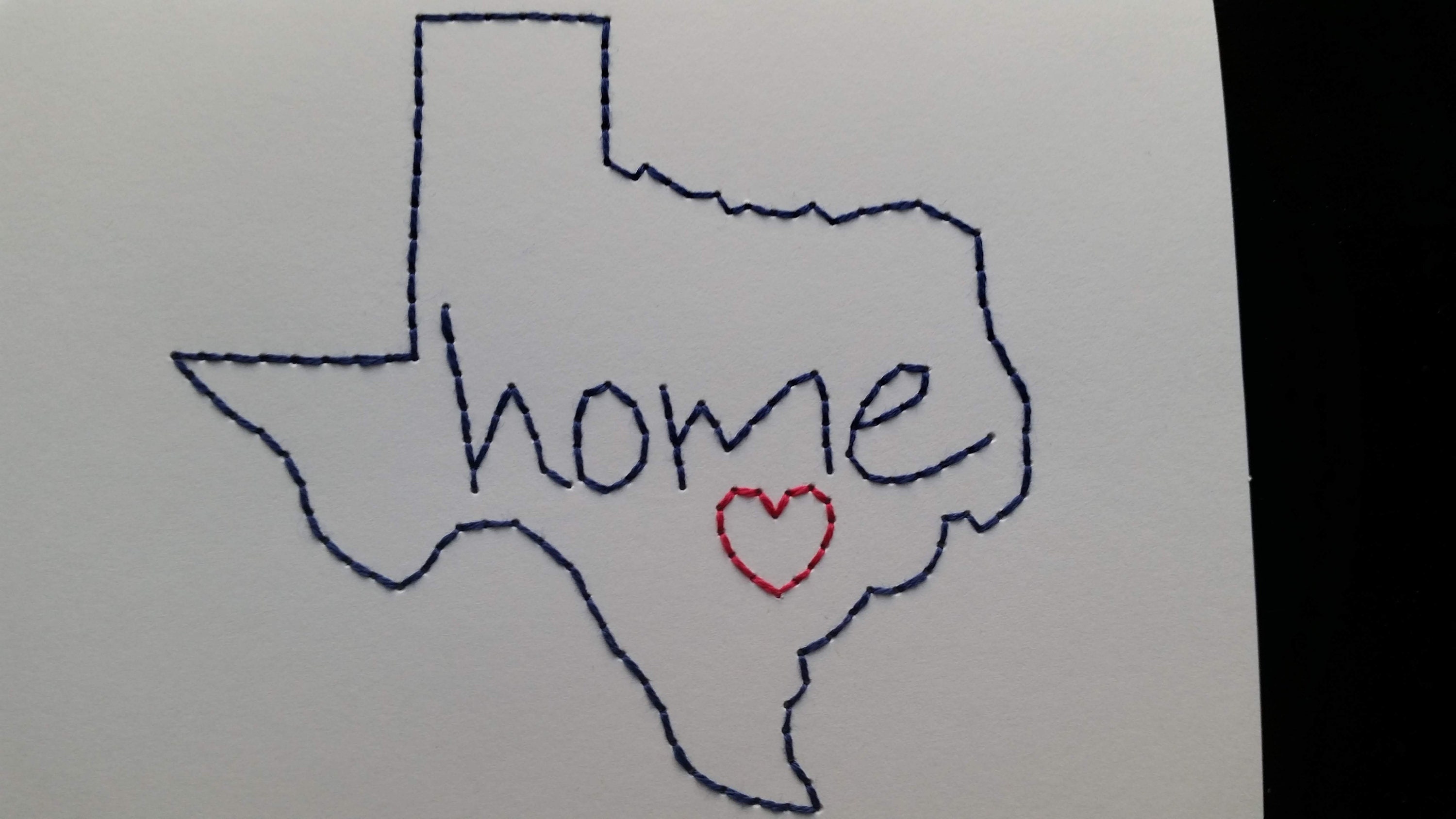 Texas Hand-embroidered Card - Etsy