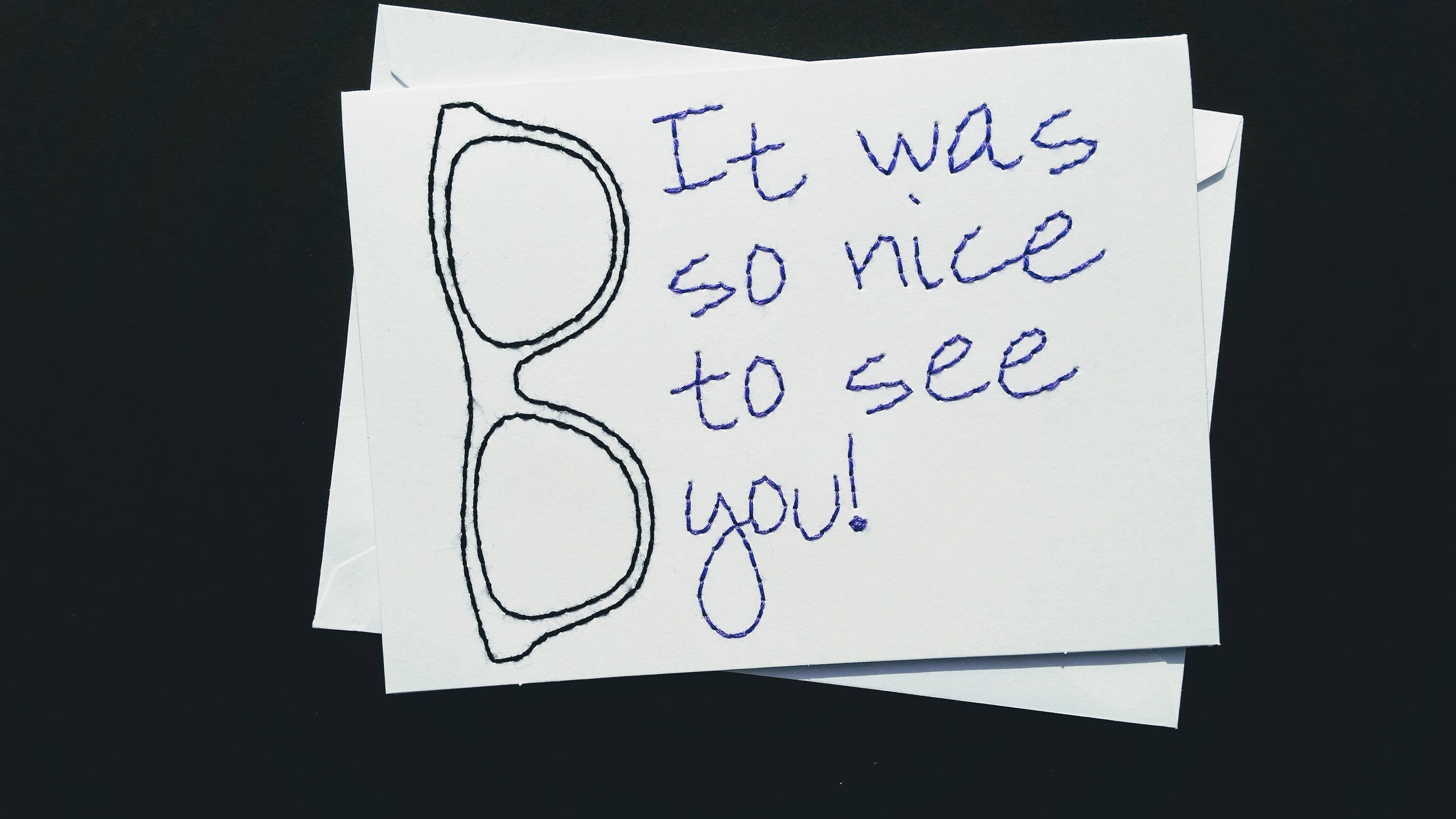 Nice To See You Hand Embroidereed Card Etsy
