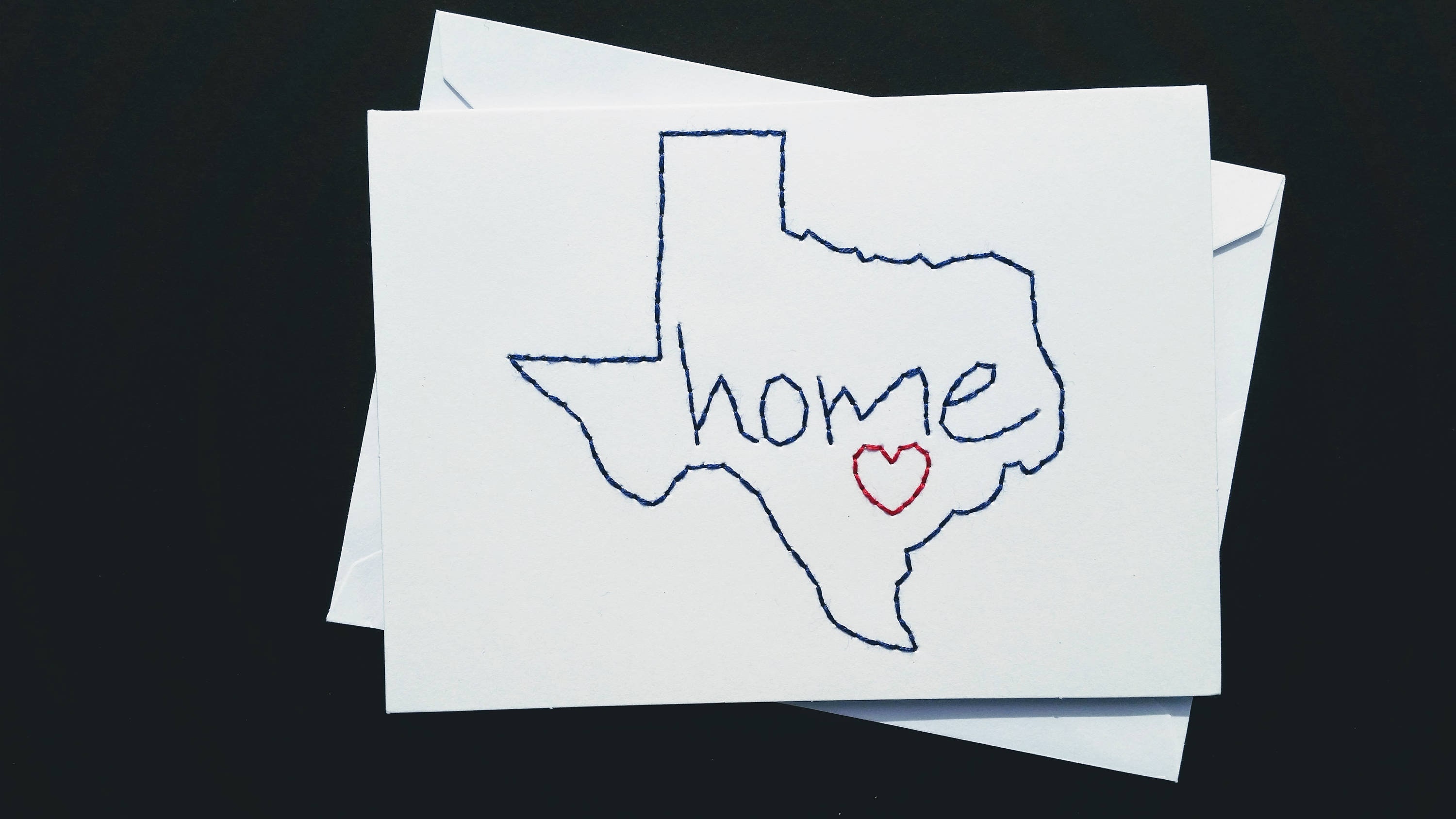 Texas Hand-embroidered Card - Etsy