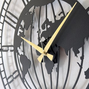 Word Map Metal Wall Clock, Eart Black Metal Wall Clock, Compass ...