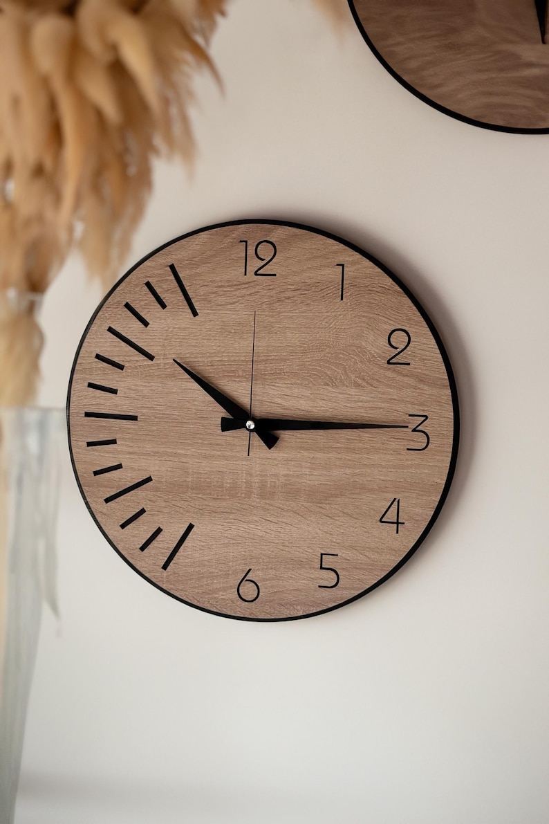 Large Round Wall Clock, Wooden Wall Clock, Stylish Wall Clock ...