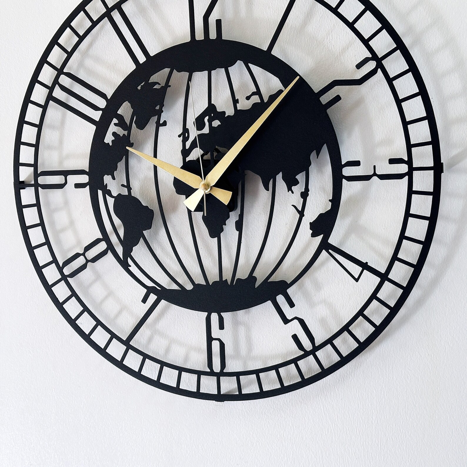Word Map Metal Wall Clock, Eart Black Metal Wall Clock, Compass ...