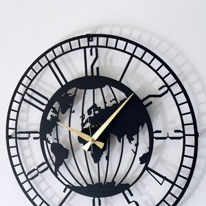 Word Map Metal Wall Clock, Eart Black Metal Wall Clock, Compass ...
