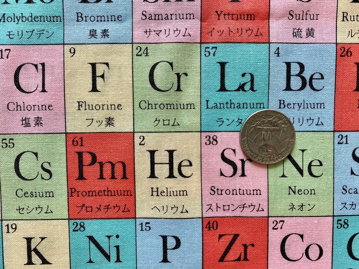 English Japanese Periodic Table Cotton Fabric 1FQ Japan - Etsy Israel