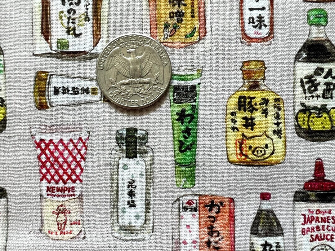 Retro Japanese Sauces and Condiments Fabric 1FQ - Etsy