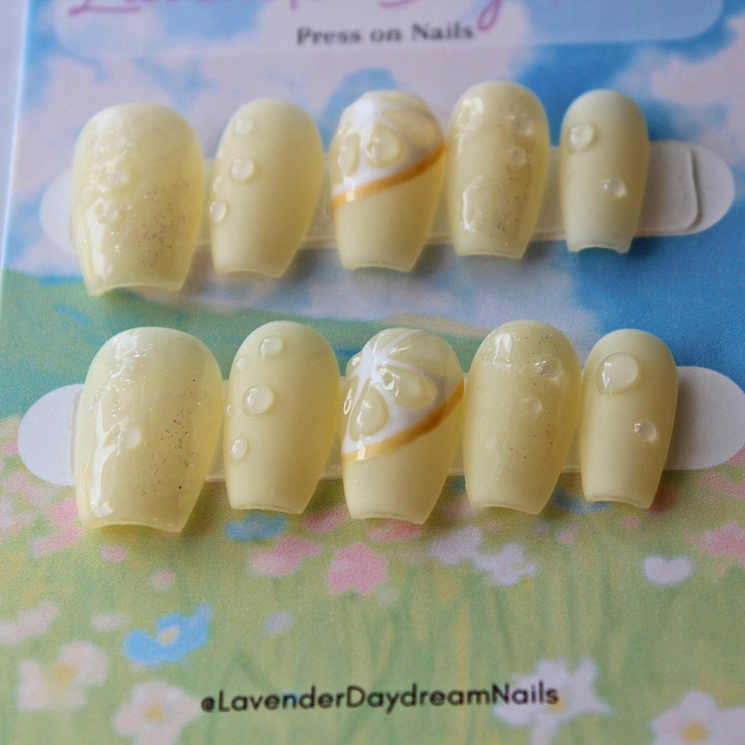 Lemonade Nails - Lemons - Press on Nails - Korean Gel Nails - Hand ...