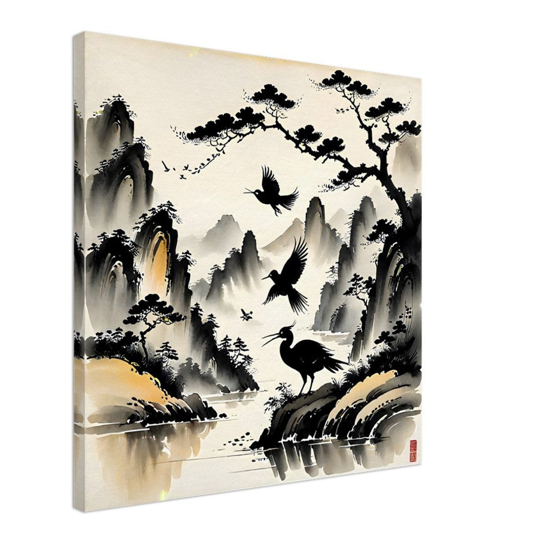 Chinese Canvas Wall Art, Vintage Chinese Art Print, China Painting Art ...