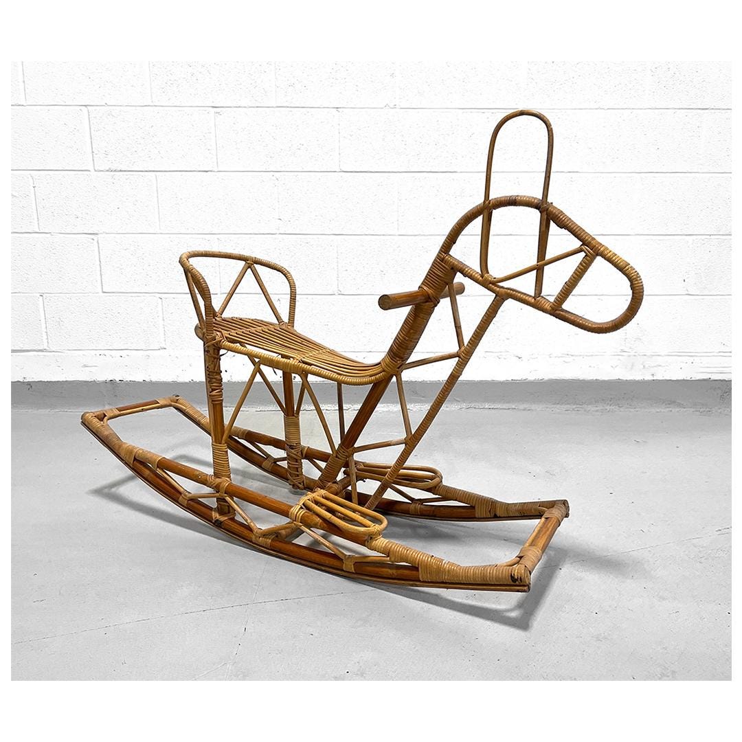 1950s Cane Rocking Horse - Etsy