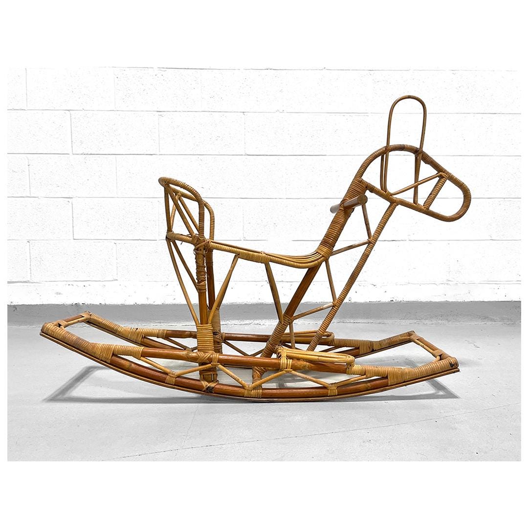 1950s Cane Rocking Horse - Etsy