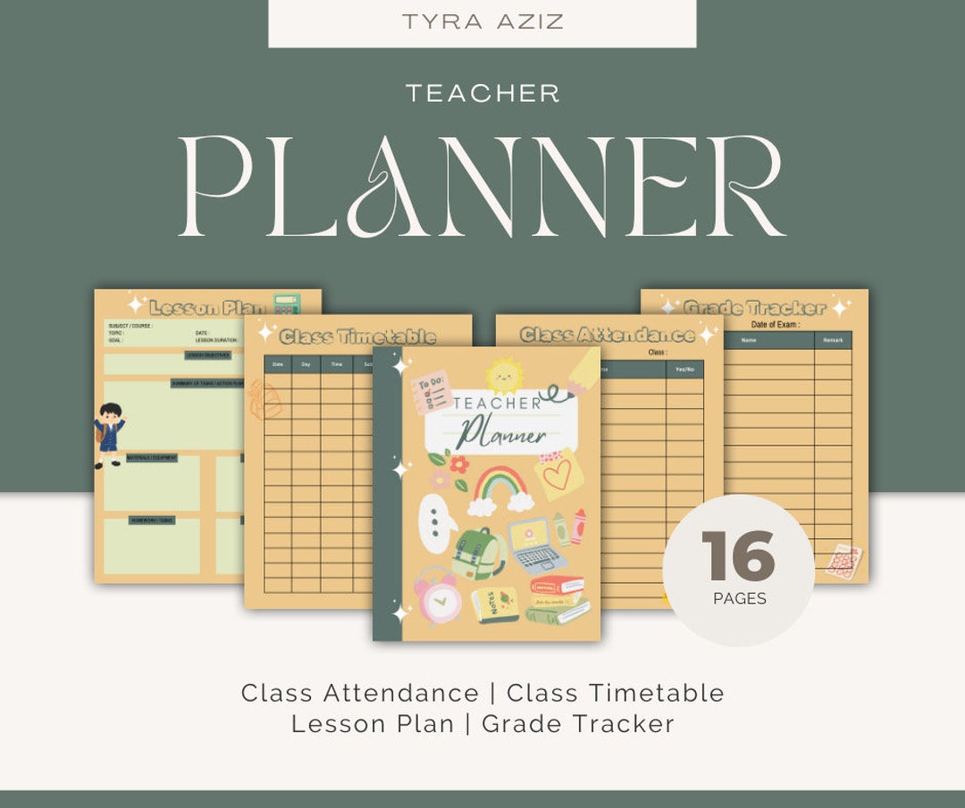 Teacher Planner, Lesson Plan, Timetable, Attendance Checklist - Etsy