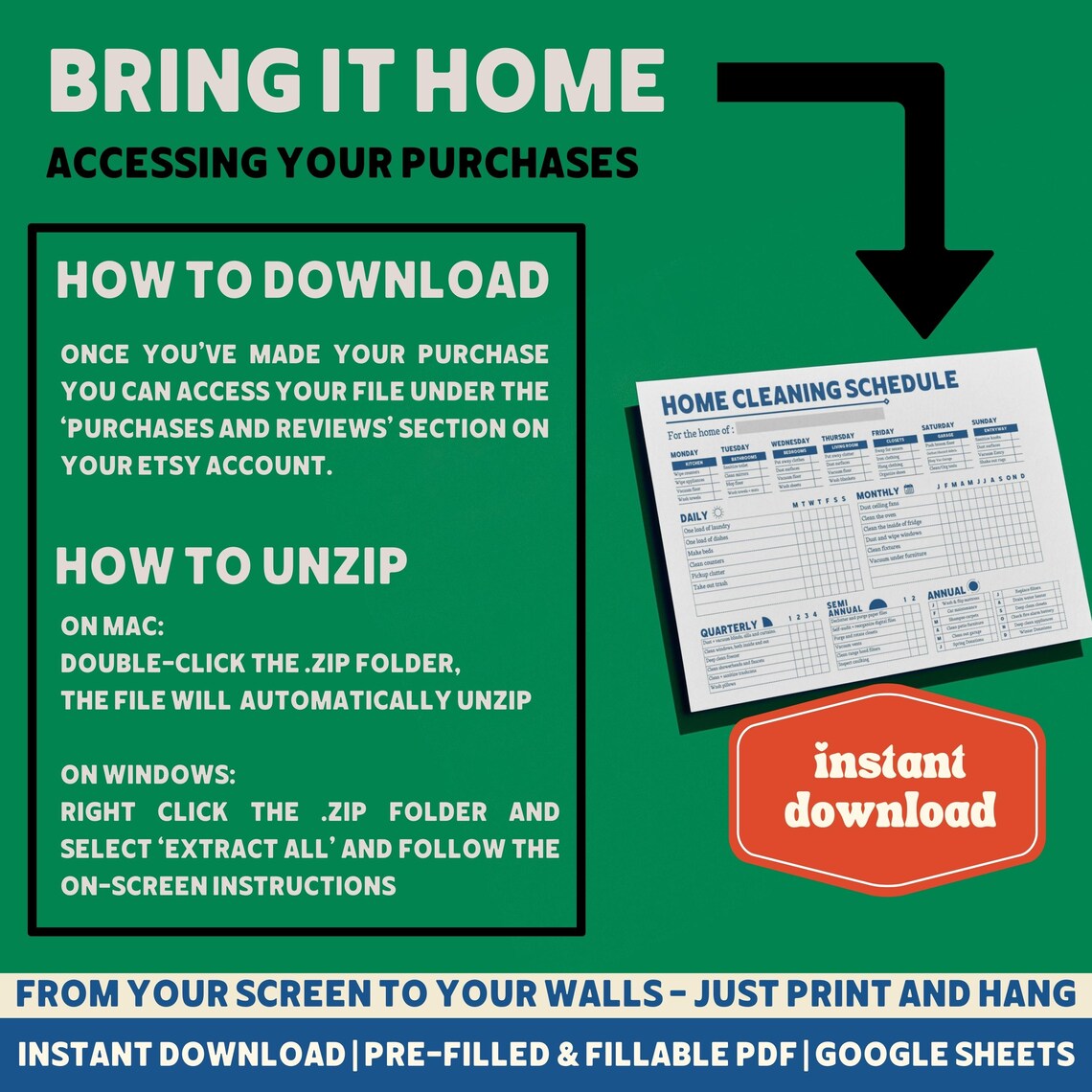 Home Cleaning Schedule & Checklist | Printable Annual House Refresh ...