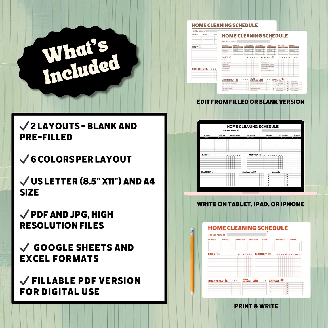 Home Cleaning Schedule & Checklist | Printable Annual House Refresh ...