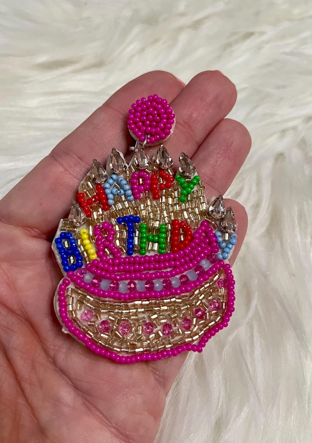 Sweet Celebration Beaded Birthday Cake Earrings - Etsy