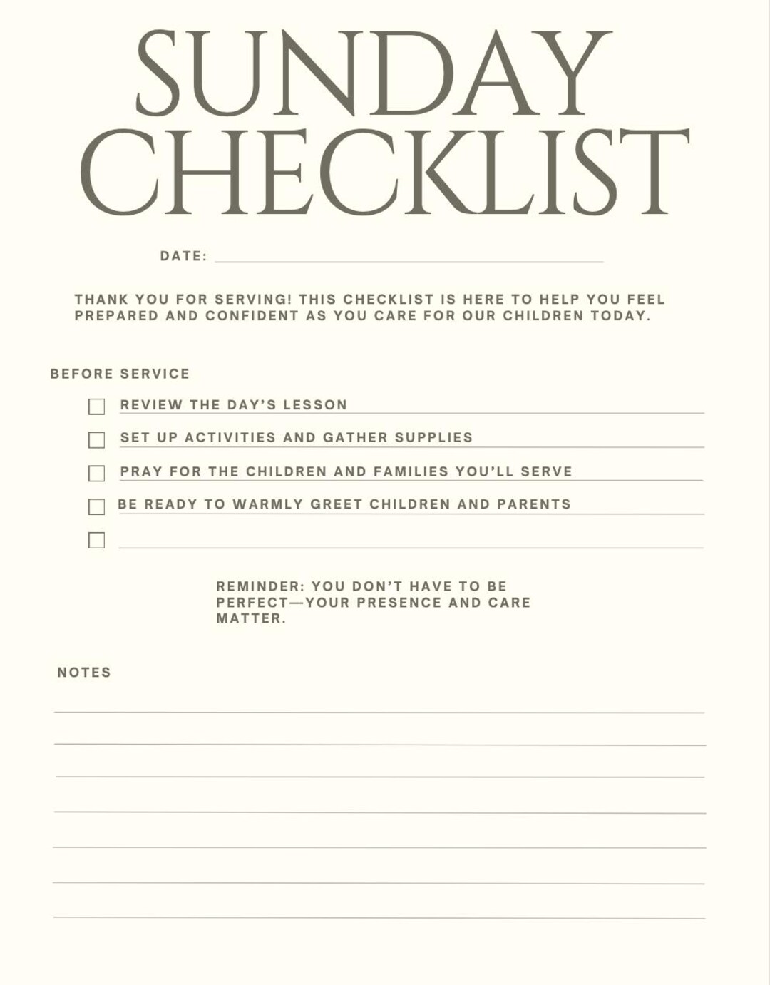 Sunday Morning Volunteer Checklist for Children’s Ministry | Kids ...