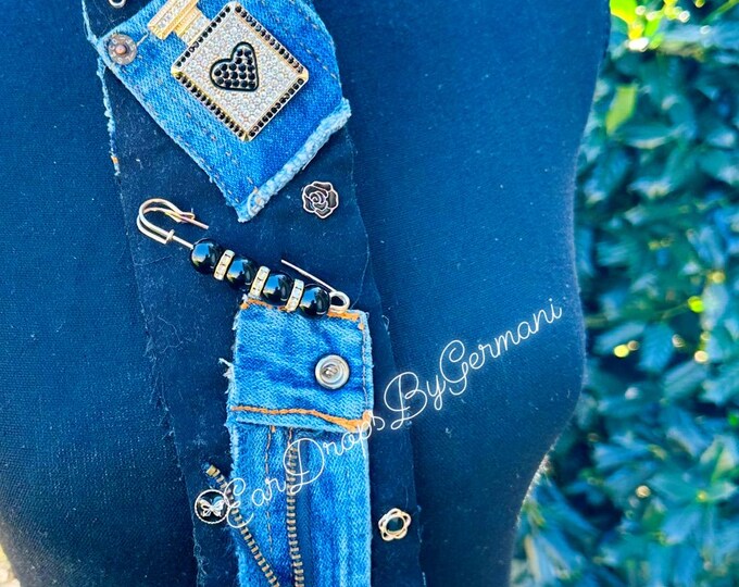 Denim Necktie Necklace Charm - Etsy