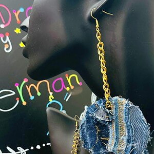 Ms. Diva Denim Dangle Patchwork Ear Drops - Etsy