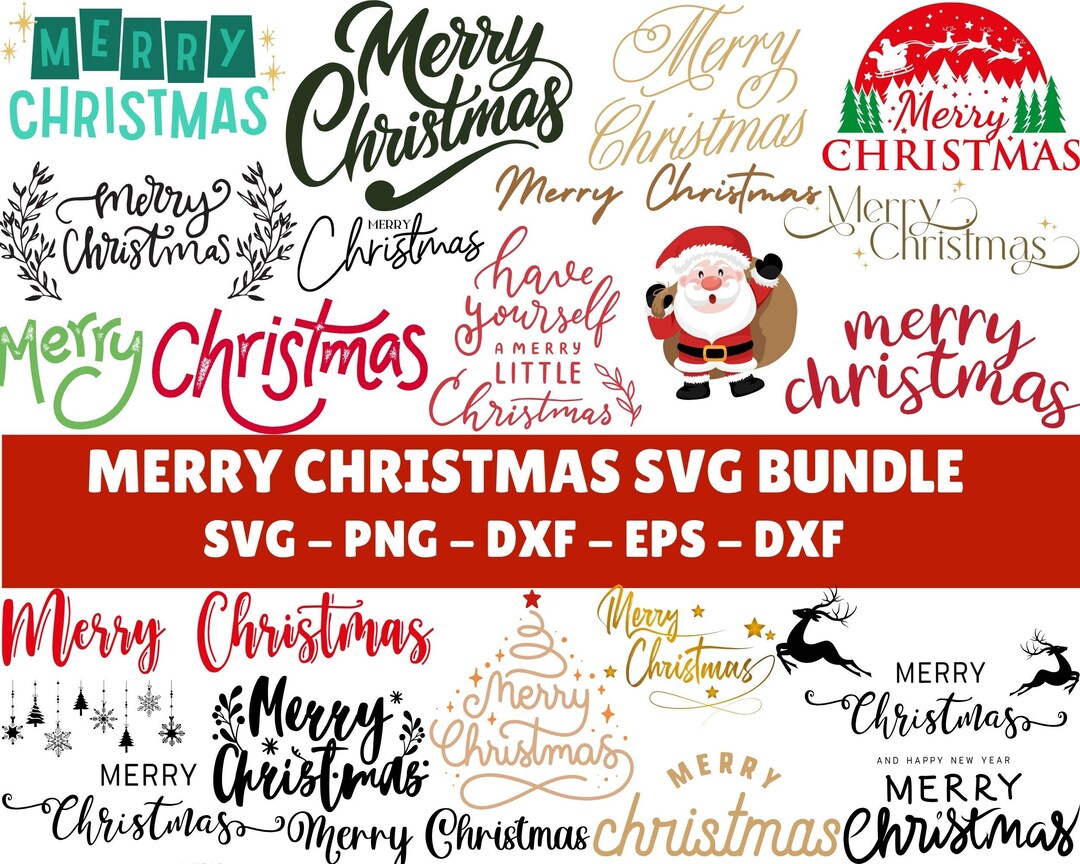 Merry Christmas Text SVG, Merry Christmas PNG, Cut Files for Cricut ...