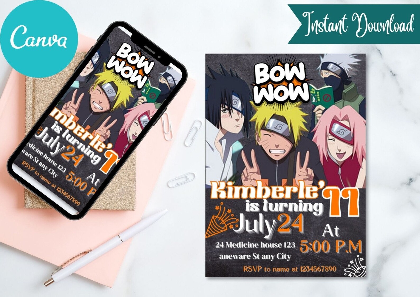 Editable Birthday Invitation Template, Digital Kids Party Template ...