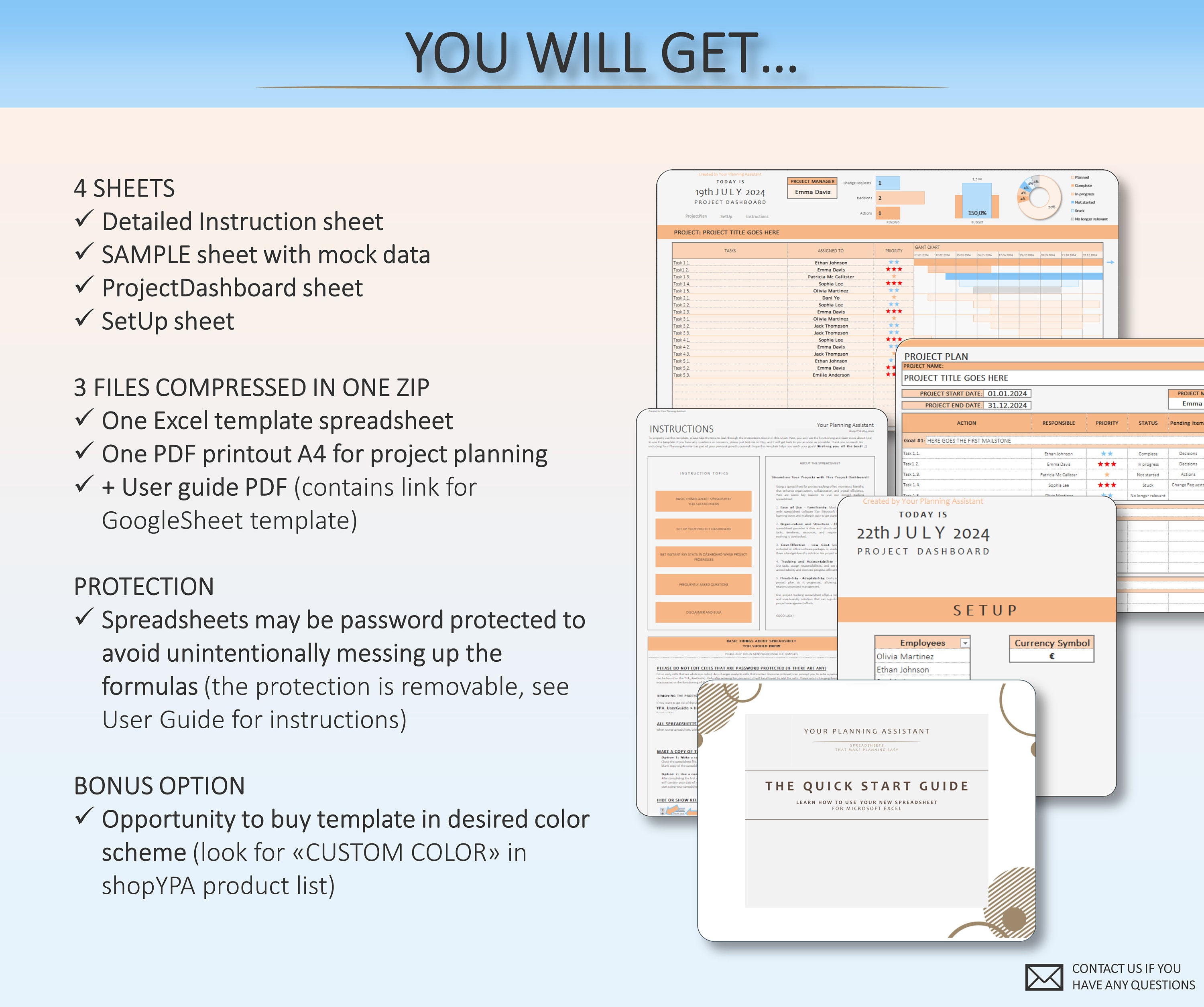 Project Dashboard Spreadsheet, Project Status Tracker, Project ...