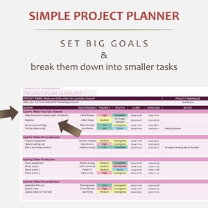 Simple Project Planning Spreadsheet, Auto Color Marking, Deadline Set ...