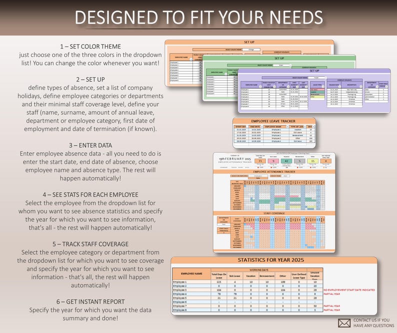 Employee Attendance & Leave Tracker | HR Excel Template With Dashboard ...