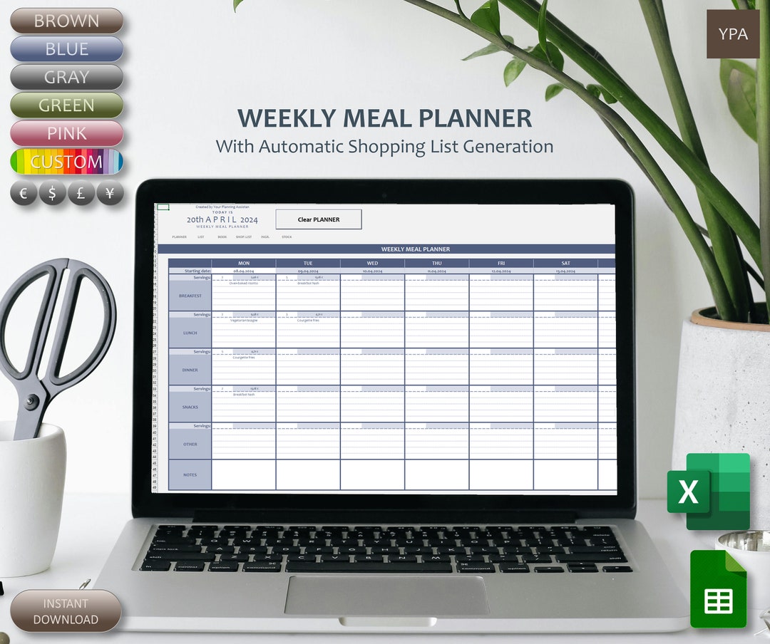 Weekly Meal Planner With Automatic Shopping List and Recipe List, up to ...