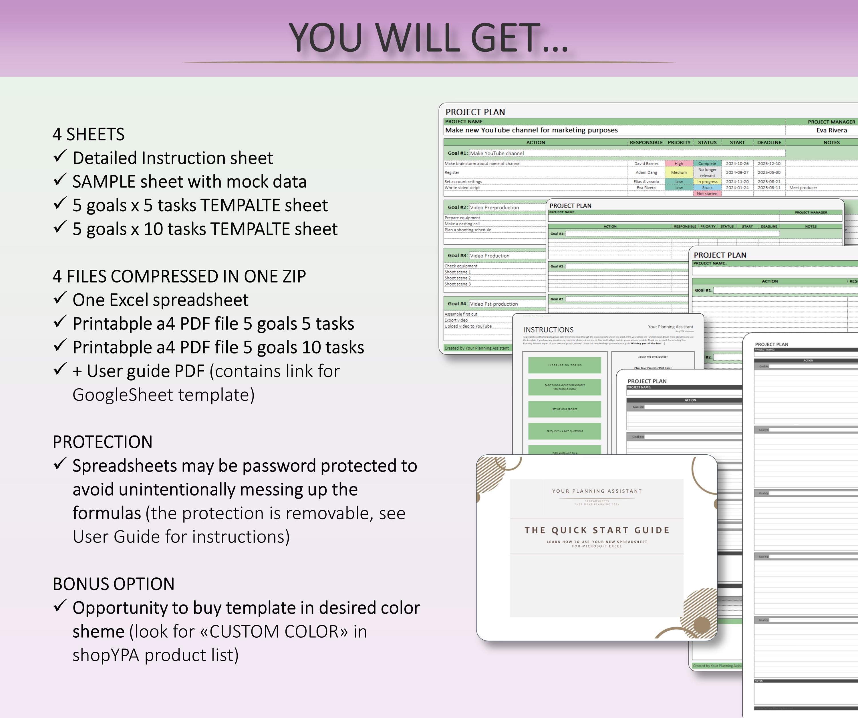 Simple Project Planning Spreadsheet, Auto Color Marking, Deadline Set ...