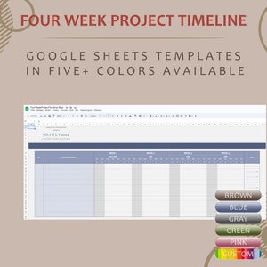 4 Week Project Timeline Spreadsheet, Auto Color Marking, Auto Time ...