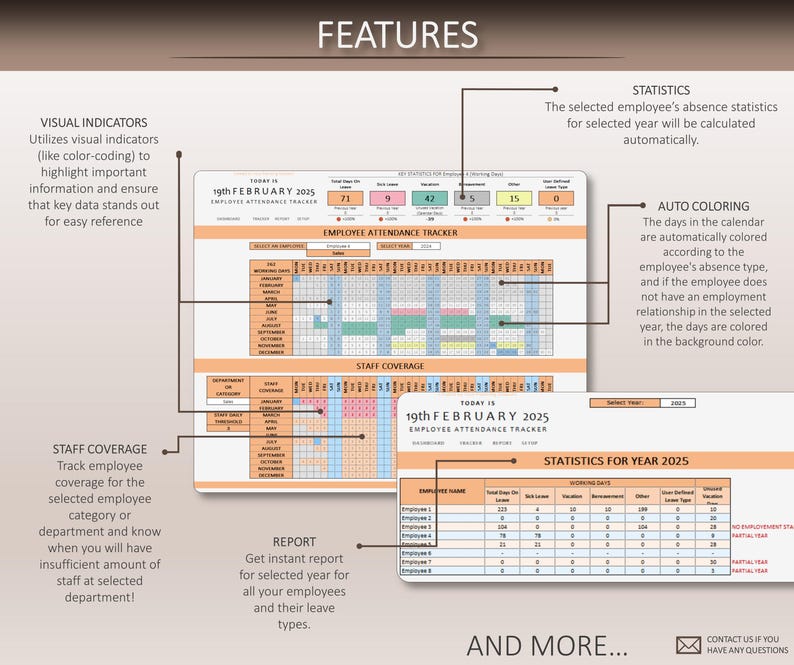 Employee Attendance & Leave Tracker | HR Excel Template With Dashboard ...