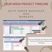 4 Week Project Timeline Spreadsheet, Auto Color Marking, Auto Time ...