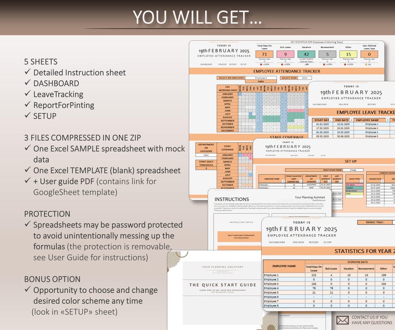 Employee Attendance & Leave Tracker | HR Excel Template With Dashboard ...