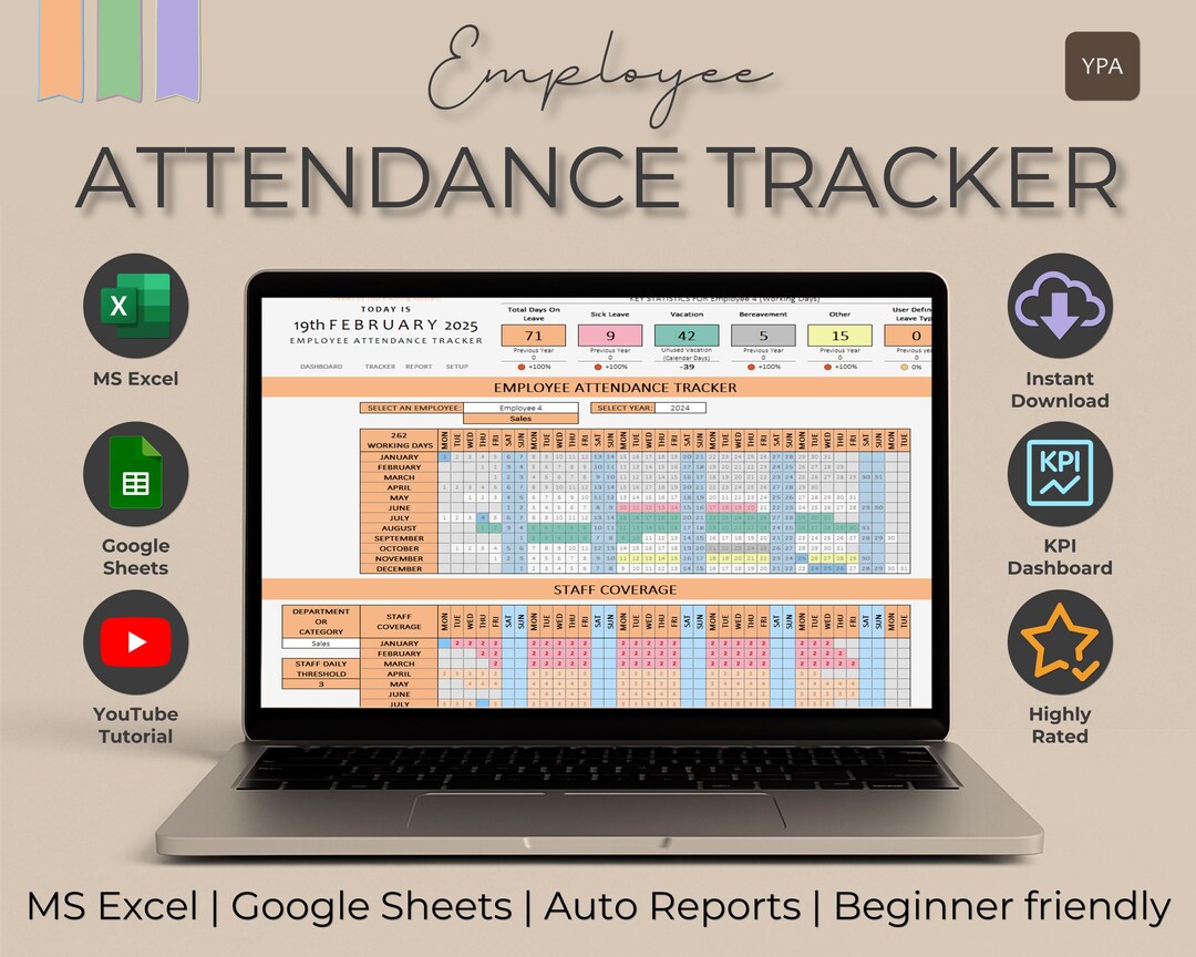 Employee Attendance & Leave Tracker | HR Excel Template With Dashboard ...