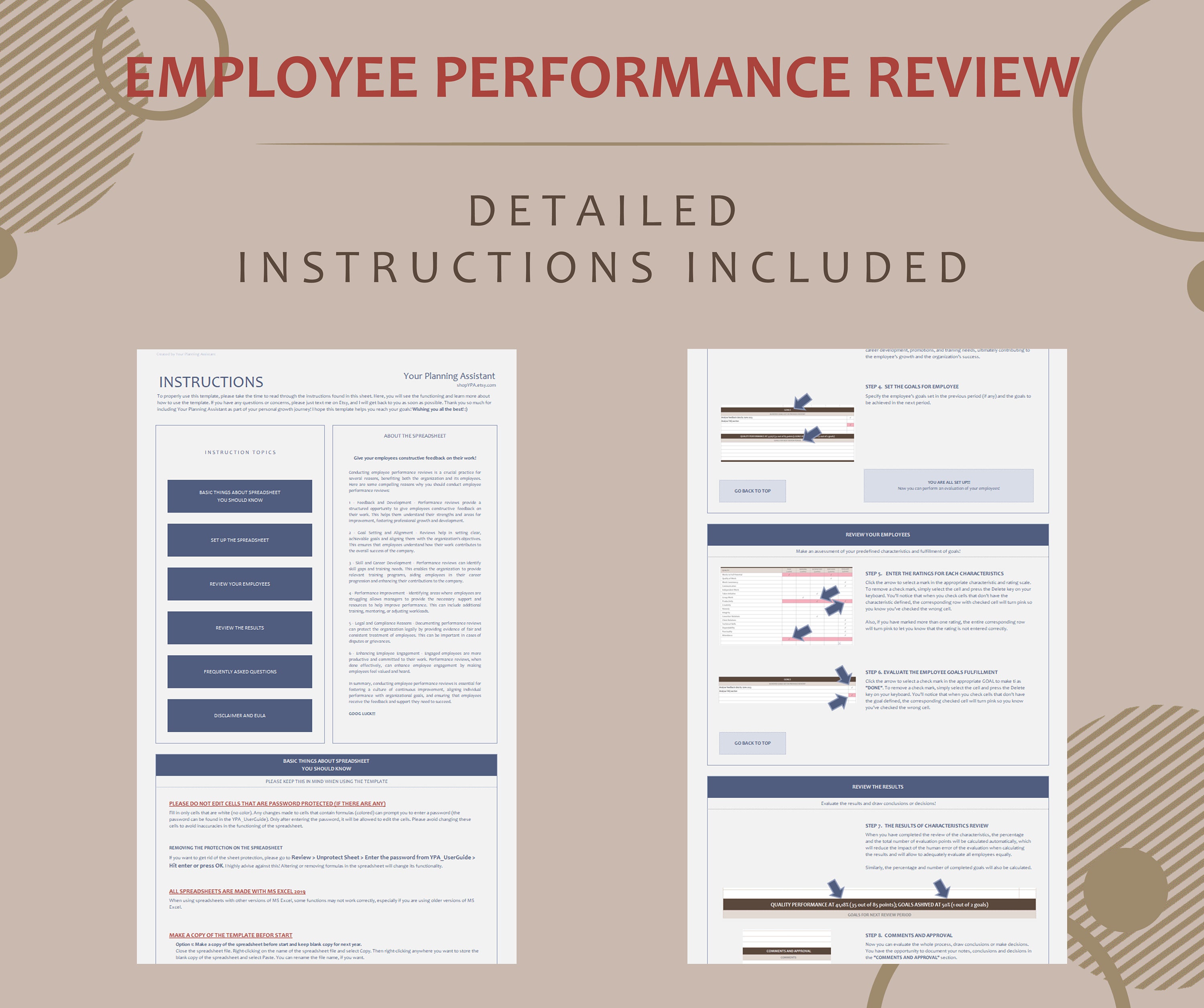 Simple Employee Performance Spreadsheet, Review Your Employee Easy and ...